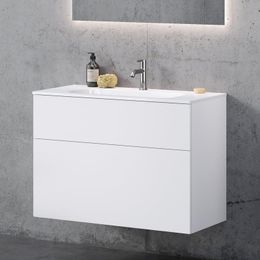 neoro n50T46 Unterschrank B: 100 cm mit 2 Ausz&uuml;gen, Waschtisch softcube wei&szlig;,, BN0085WM,