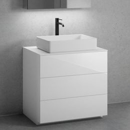 neoro n50 Unterschrank B: 80 cm mit 3 Ausz&uuml;gen, Waschtisch B: 58 cm wei&szlig; matt,, BN0065WM+BN0452WH+BN0402WH,