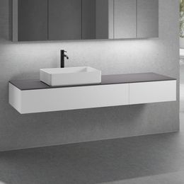 neoro n50 M&ouml;belanlage B: 180 cm mit 2 Ausz&uuml;gen, Waschtisch B: 58 cm wei&szlig; matt,, BN0065WM+BN0414WM+BN0411WM+BN0409GR,