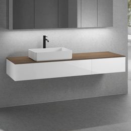 neoro n50 M&ouml;belanlage B: 180 cm mit 2 Ausz&uuml;gen, Waschtisch B: 58 cm wei&szlig; matt,, BN0065WM+BN0414WH+BN0411WH+BN0409WL,