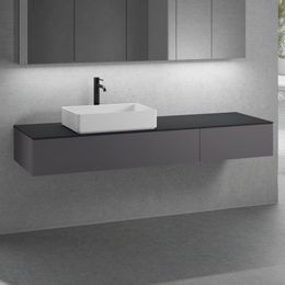 neoro n50 M&ouml;belanlage B: 180 cm mit 2 Ausz&uuml;gen, Waschtisch B: 58 cm wei&szlig; matt,, BN0065WM+BN0414GR+BN0411GR+BN0409BM,