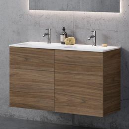 neoro n50T46 Unterschrank B: 120 mit 4 Ausz&uuml;gen, Doppelwaschtisch softcube wei&szlig; matt,, BN0086WL,