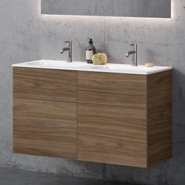 neoro n50T46 Unterschrank B: 120 mit 4 Ausz&uuml;gen, Doppelwaschtisch softcube wei&szlig;,, BN0087WL,