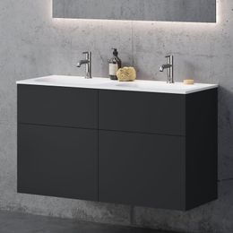 neoro n50T46 Unterschrank B: 120 mit 4 Ausz&uuml;gen, Doppelwaschtisch softcube wei&szlig; matt,, BN0086BM,