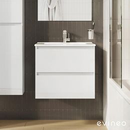 evineo ineo2 Waschtischunterschrank B: 61 cm, 2 Ausz&uuml;ge, mit Griffmulde, Waschtisch wei&szlig;,, BE0405WH+BE0700WH,