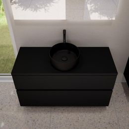 evineo ineo5 evo Unterschrank B: 120 cm mit 2 Ausz&uuml;gen, ineo7 Waschtisch &Oslash; 36 cm schwarz matt,, BE0959BM+BE0965BM+BE0942BM,