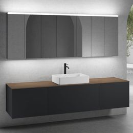 neoro n50 M&ouml;belanlage B: 220 cm mit 3 Ausz&uuml;gen, Waschtisch B: 58 cm wei&szlig; matt, mit Spiegelschrank,,