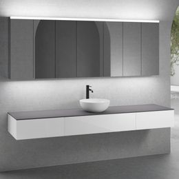 neoro n50 M&ouml;belanlage B: 220 cm mit 3 Ausz&uuml;gen, Waschtisch &Oslash; 40 cm wei&szlig; matt, mit Spiegelschrank,,