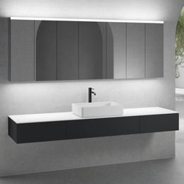 neoro n50 M&ouml;belanlage B: 220 cm mit 3 Ausz&uuml;gen, Waschtisch B: 58 cm wei&szlig; matt, mit Spiegelschrank,,