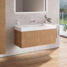 neoro n50 stripes Unterschrank B: 120 cm mit 1 Auszug, eiche profiliert, Waschtisch area, BN0484BPO+BN0160WM,