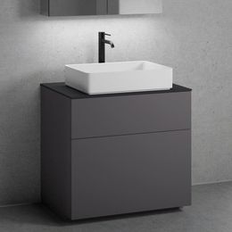 neoro n50 Unterschrank B: 80 cm mit 2 Ausz&uuml;gen, Waschtisch B: 58 cm wei&szlig; matt,, BN0065WM+BN0442GR+BN0402BM,