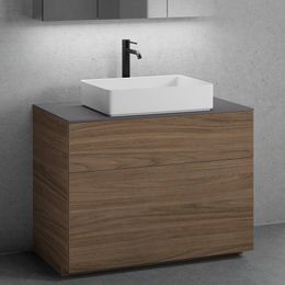 neoro n50 Unterschrank B: 100 cm mit 2 Ausz&uuml;gen, Waschtisch B: 58 cm wei&szlig; matt,, BN0065WM+BN0443WL+BN0403GR,