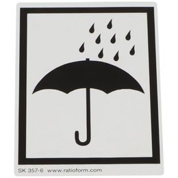 ratioform Warnetiketten, Aufdruck Symbol Vor N&auml;sse/Feuchtigkeit sch&uuml;tzen, VE 1000 Stk, LxB 74 x 105 mm
