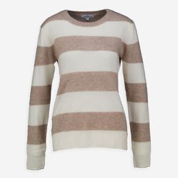 Zwillingsherz Hellbraun-cremefarbener Pullover aus Kaschmir