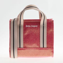 Palm Angels Rosafarbene Tote Bag mit Logo und Glitzer