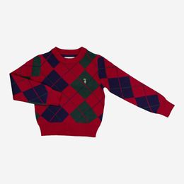 Roter Pullover mit Argyle-Muster