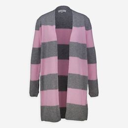Zwillingsherz Hellgrau-rosafarbene Strickjacke aus Kaschmir