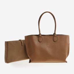 L.Credi Braune Tote Bag mit goldfarbenen Elementen