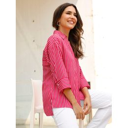 WITT Damen Longbluse mit Kellerfalte im R&uuml;ckteil, wei&szlig;-pink-gestreift, Gr&ouml;&szlig;e 48