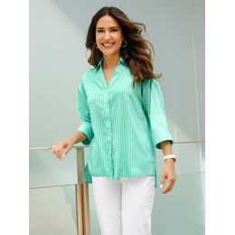 WITT Damen Longbluse mit Kellerfalte im R&uuml;ckteil, wei&szlig;-blaugr&uuml;n-gestreift, Gr&ouml;&szlig;e 48
