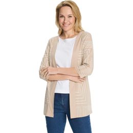 Damen Shirtjacke in grafischem Dessin beige-ecru-bedruckt, Gr&ouml;&szlig;e 46