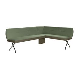 Eckbank Home Affaire "Bruna Esszimmerbank, Bank, K&uuml;chenbank, Polsterbank", gr&uuml;n, B:241cm H:87cm T:177cm, Massivholz, Metall, Polyester, Spanplatte, Sitzb&auml;nke, Eckbank
