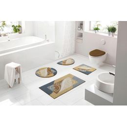 Badematte Grund "Greta" Gr. 51, bunt (beige, grau), H:20mm, Polyacryl, Badematten, Badematte, 5 Jahre Grund Garantie, Made in Europe, sehr weicher Flor