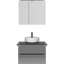 Badm&ouml;bel-Set Nobilia "Alvene", grau (schiefergrau), B:80,3cm H:184,2cm T:48,5cm, Kastenm&ouml;bel-Sets, Badm&ouml;bel-Set, inkl. Spiegelschrank mit Beleuchtung und Dimmerfunktion, in 4 Breiten