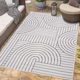 Outdoorteppich Carpet City "DUO RUG 5842", grau, B:160cm H:5mm L:230cm, Obermaterial: 100% Polypropylen, Teppiche, Outdoorteppich, Wendeteppich Wetterfest In- & Outdoor, Balkon, Terrasse, Wohnzimmer