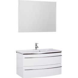Badm&ouml;bel-Set SAPHIR "3040", wei&szlig; (wei&szlig; glanz, wei&szlig; glanz), B:90cm, Kastenm&ouml;bel-Sets, Badm&ouml;bel-Set, Breite 90 cm