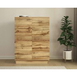 Highboard Home Affaire "Angers", wotan eiche, B:90cm H:120cm T:38cm, MDF, Spanplatte, Sideboards, Highboard, Kommode, Midischrank mit Push-to-open, 2 Einlegeböden, Breite 90 cm