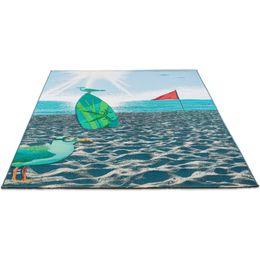 Teppich Sansibar "Rantum Beach SA-021", bunt, B:130cm H:5mm L:190cm, Polypropylen, Teppiche, Teppich, Flachgewebe, modernes Design, Strand & Surfboard, Outdoor geeignet