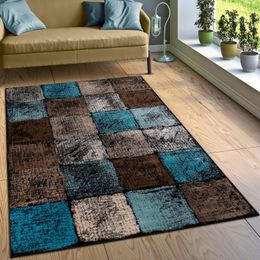 Teppich Paco Home "Metro 155", braun, B:60cm H:12mm L:100cm, Polypropylen, Teppiche, Teppich, Kurzflor, modernes Karo-Muster, ideal im Wohnzimmer & Schlafzimmer