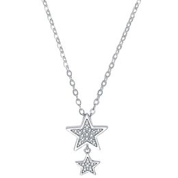 Kette mit Anhänger Amor "Stars", bunt (silberfarben, weiß), Halsketten, Damen, mit Zirkonia, Silber 925 (Sterlingsilber), L: 45, mit Zirkonia (synth.)