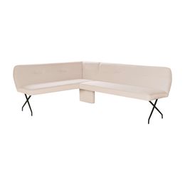 Eckbank Home Affaire "Bruna Esszimmerbank, Bank, K&uuml;chenbank, Polsterbank", hellbeige, B:241cm H:87cm T:177cm, Massivholz, Metall, Polyester, Spanplatte, Sitzb&auml;nke, Eckbank