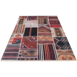 Teppich Obsession "My Ethno 263", bunt (mehrfarbig), B:200cm H:6mm L:290cm, Polyester, Teppiche, Teppich, recycelte Materialien, mit Fransen, waschbar, In- und Outdoor geeignet