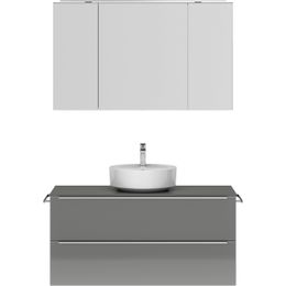 Badm&ouml;bel-Set Nobilia "Alvene", grau (schiefergrau), B:120,3cm H:184,2cm T:48,5cm, Kastenm&ouml;bel-Sets, Badm&ouml;bel-Set, inkl. Spiegelschrank mit Beleuchtung und Dimmerfunktion, in 4 Breiten