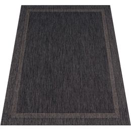 Teppich Paco Home "Roma 272", grau (anthrazit), B:200cm H:4mm L:200cm, Polypropylen, Teppiche, Teppich, Flachgewebe, meliert, mit dezenter Bord&uuml;re, In- und Outdoor geeignet