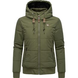 Steppjacke Ragwear "Nuggys Solid", Damen, Gr. XXXL(46), gr&uuml;n (olivgr&uuml;n), Rippstrick, Obermaterial: 100% Polyester; Futter: 100% Polyester; Wattierung: 100% Polyester, normal h&uuml;ftlang, hoch geschlossener Ausschnitt, &Auml;rmel ohne &Auml;rmelschlitz Rippstrickb&uuml;ndchen mit innenliegendem Gummizug, Jacken Steppjacke, stylische und taillierte Winterjacke
