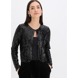bonprix Pailletten-Jacke, schwarz, Gr.36/38 (S), Modern und feminin: Mantel mit Pailletten