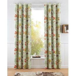 Verdunkelungsvorhang my home "Waldtiere" Gr. 2, bunt (orange, braun, gelbgr&uuml;n), B:130cm H:175cm, Polyester, Gardinen, bedruckte Kindergardine, blickdicht, verschiedene Gr&ouml;&szlig;en