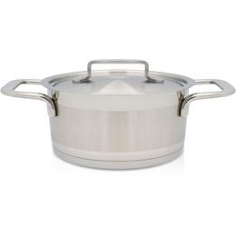 Kr&uuml;ger KR&Uuml;GER Bratentopf "Kreta", 1,25 l + &Oslash; 16cm + H&ouml;he 8,5cm, silber, T&ouml;pfe, mit Edelstahldeckel, f&uuml;r Induktions-Kochfelder geeignet