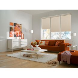 Elektrisches Rollo SUNLINES, B:140cm H:180cm, beige, Kunststoff, Metall, Polyester, Rollos, "Mosaik", appgesteuert via Bluetooth, mit Akku und Motor,