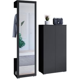 Garderoben-Set Inosign, B:130cm H:190cm T:35cm, schwarz, Flur, Kastenm&ouml;bel-Sets, "PARIS/ TOKYO", Garderoben-Set Breite 130cm, moderne grifflose