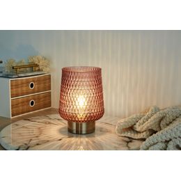 PAULEEN Tischleuchte "Rose Glamour", 1, &Oslash; 16cm H: 21cm, 1 Stk., rosa, Wohnzimmer, Leuchten, E27, Batterbiebetrieben, Timerfunktion, Windlicht