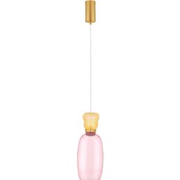 NOVA LUCE Pendelleuchte "PLUMA", 1, Ø 15cm H: 179cm, 1 Stk.pink, gelb, goldfarben, Esszimmer, Leuchten