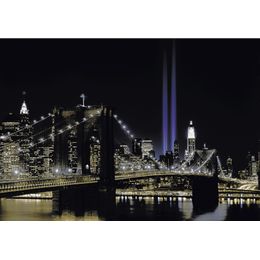 papermoon Fototapete "New York by night", B/L: 3m x 2,23m, Bahnen: 6 Stk., bunt, Tapeten