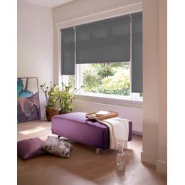 Elektrisches Rollo SUNLINES, B:140cm H:220cm, grau, Kunststoff, Metall, Polyester, Rollos, "Akkurollo Upcycling appgesteuert, blickdicht, SUNLINES",