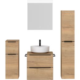 Badm&ouml;bel-Set Nobilia, B:140cm H:184,2cm T:48,5cm, braun, Kastenm&ouml;bel-Sets, "Alvene", inkl. Spiegel mit Touch-Sensor, in vier Breiten