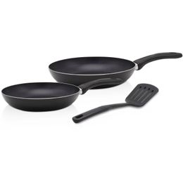 Kr&uuml;ger KR&Uuml;GER Pfannen-Set "Aluminium Pfannen-Set DELPHI 3 tlg. (20 + 28 cm und Pfannenwender)", &Oslash; 20,28cm, schwarz, Pfannen